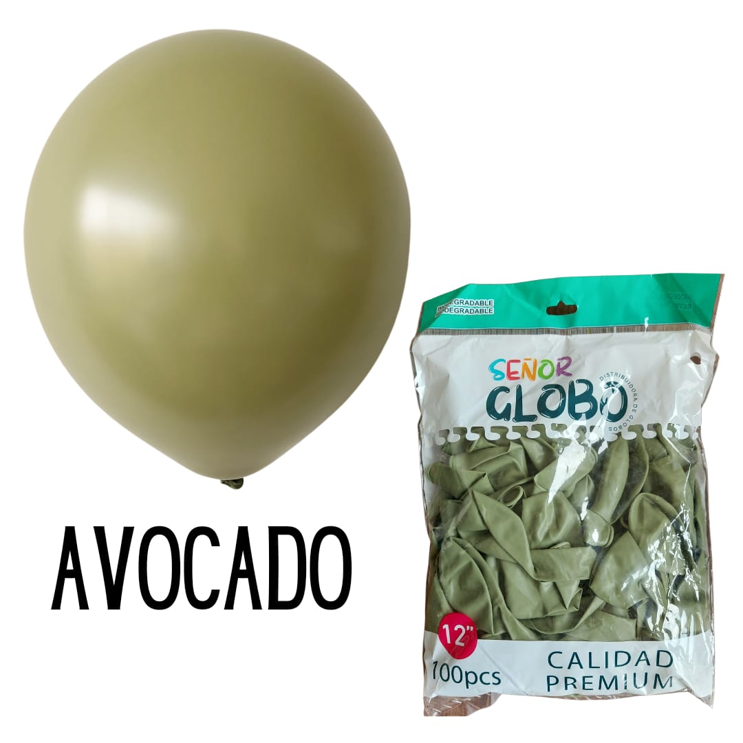 GLOBO DE LATEX 11" C/50 AVOCADO O VERDE AGUACATE – senorglobo.mx