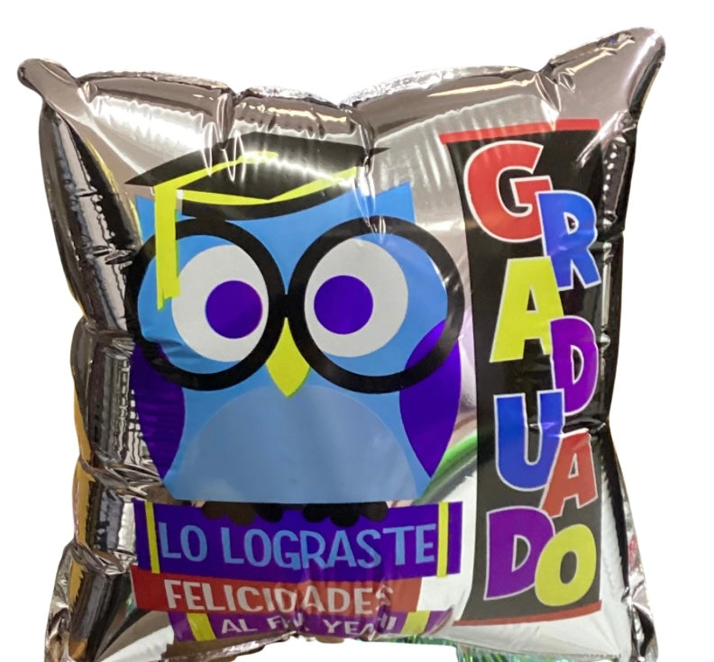 GLOBO METALICO 9" GRADUACION GRADUADO LO LOGRASTE FELICIDADES AL FIN Y ...