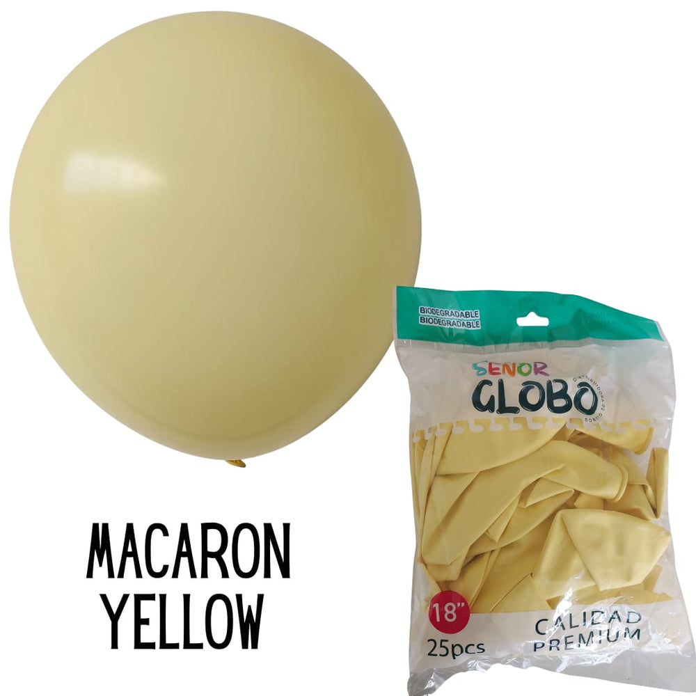 GLOBO DE LATEX 18" MACARRON YELLOW O AMARILLO PASTEL – senorglobo.mx