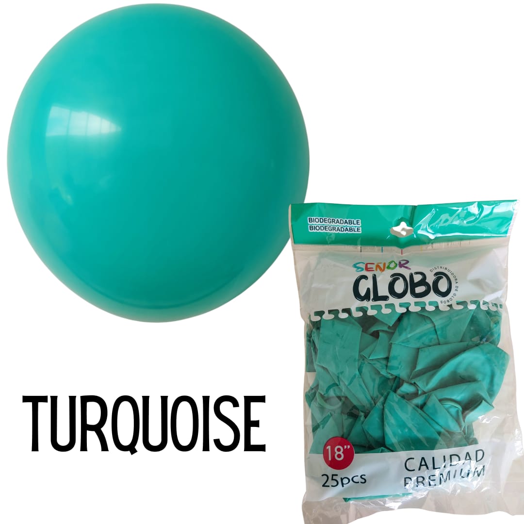 GLOBO DE LATEX 18" TURQUOISE O TURQUESA – senorglobo.mx